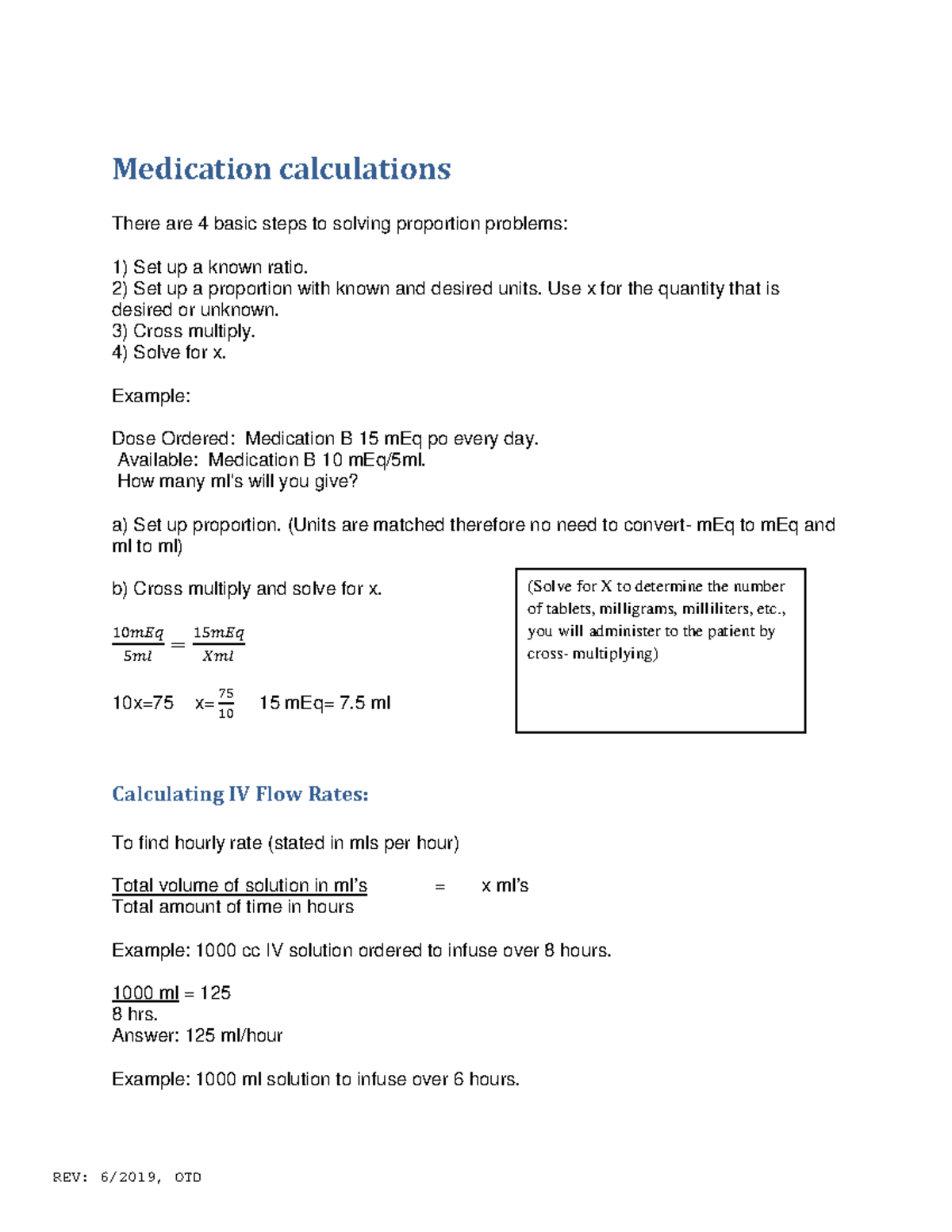 Med calculations - dosage calc - Medication calculations There are 4 ...