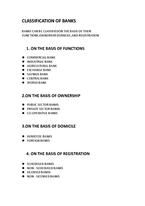 Banking AND Insurance Module 1 PT 3 Classification OF Banks ON THE ...