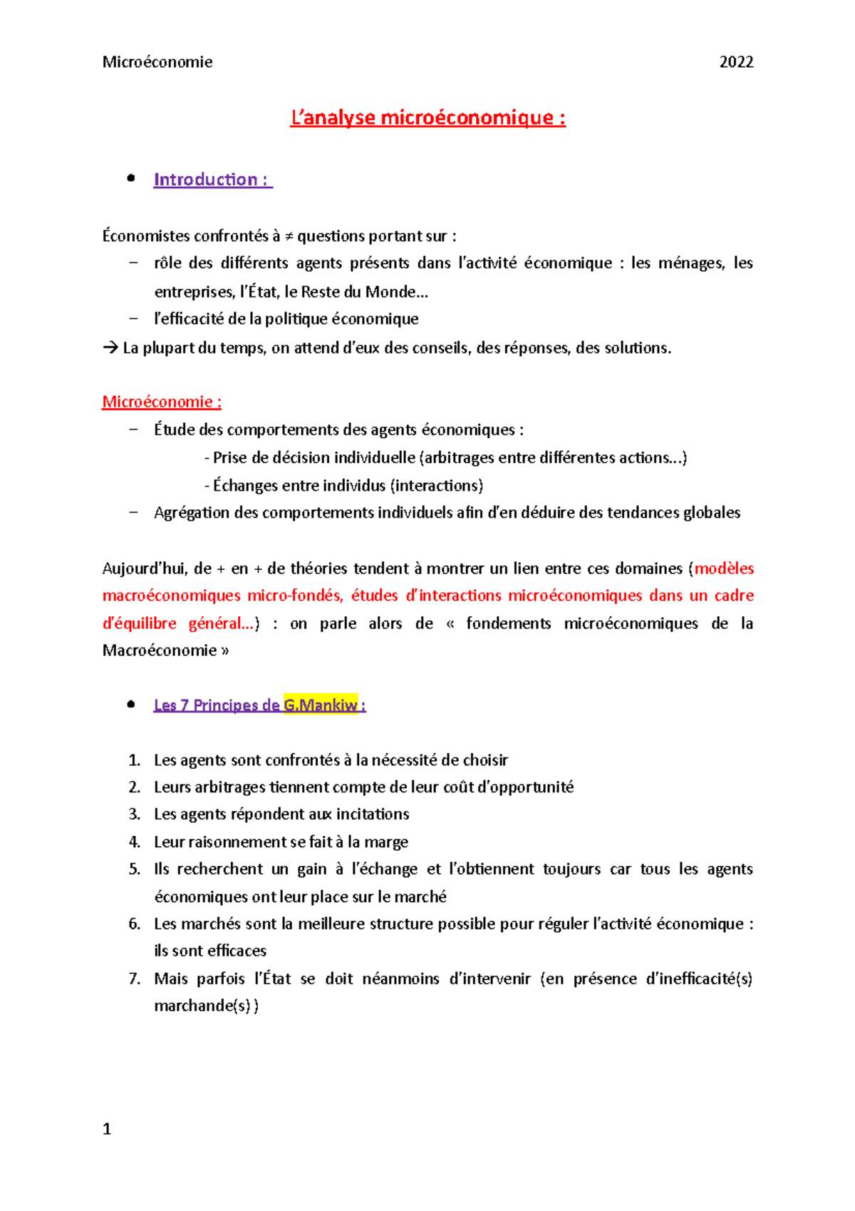 Chap 1 - Fiches pour préparation d'examens - L’analyse microéconomique ...