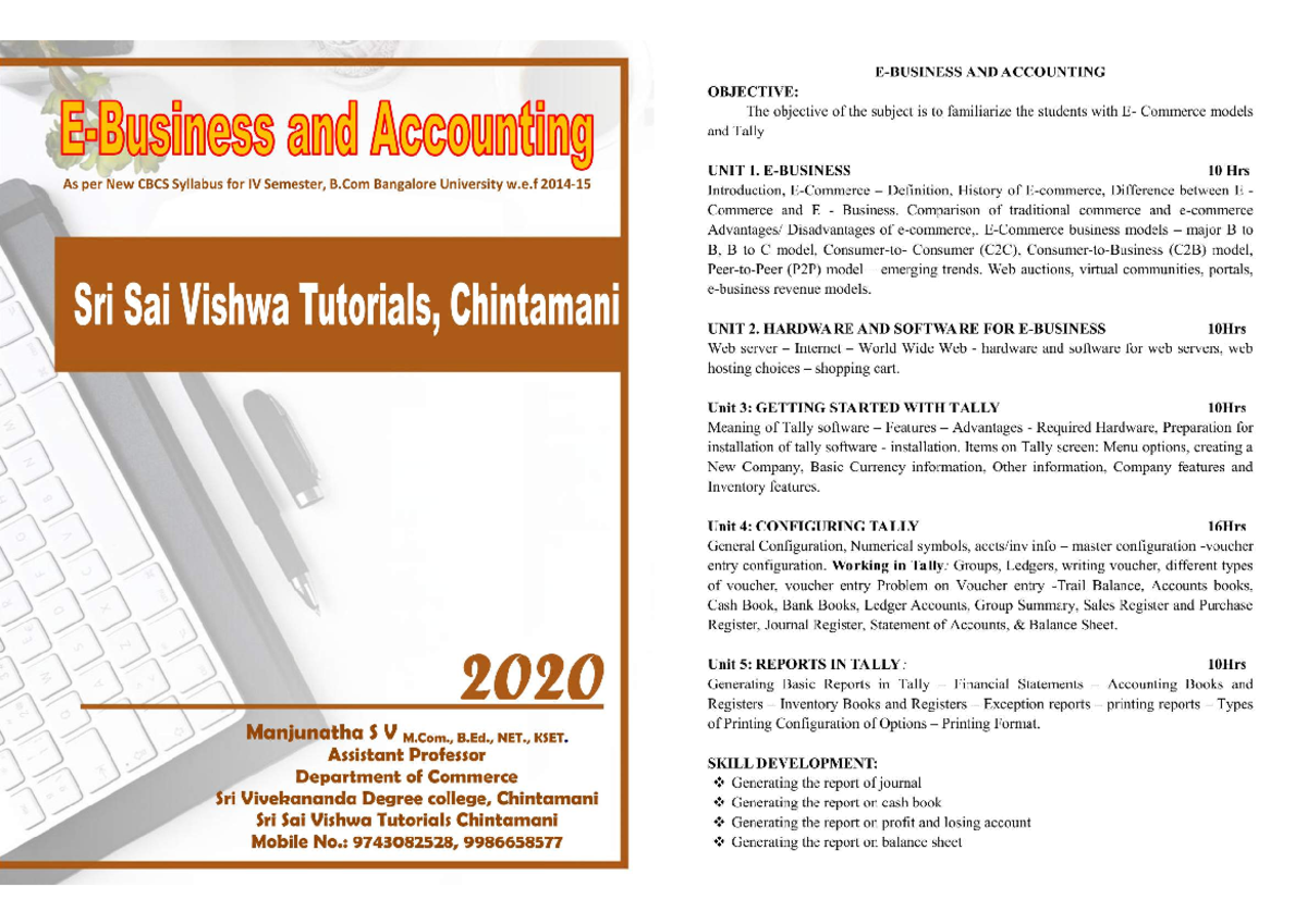 E Business Accounting - Bcom - Studocu
