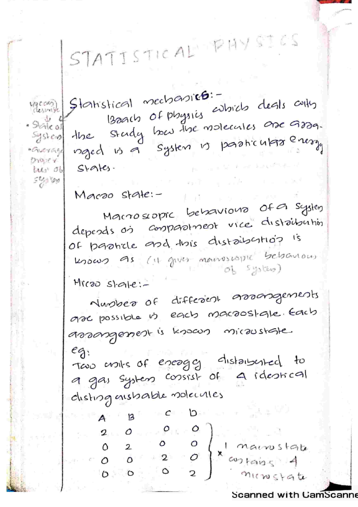 M1 NOTE 1 Statistical Physics 6TH SEM Statistical Physics, Solid - Bsc ...