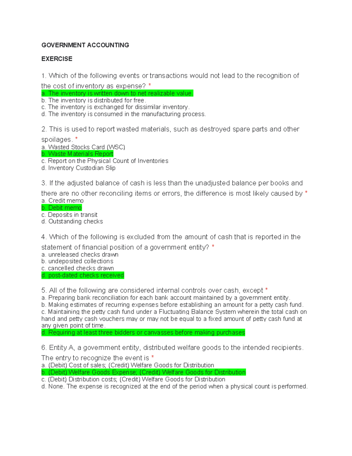 Government Accounting - Exercise - GOVERNMENT ACCOUNTING EXERCISE 1 ...