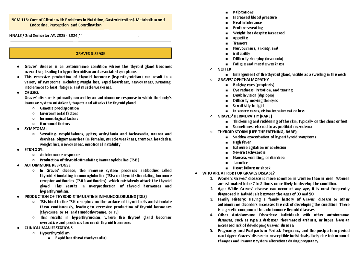 finals reviewers - NCM 116: Care of Clients with Problems in Nutrition ...