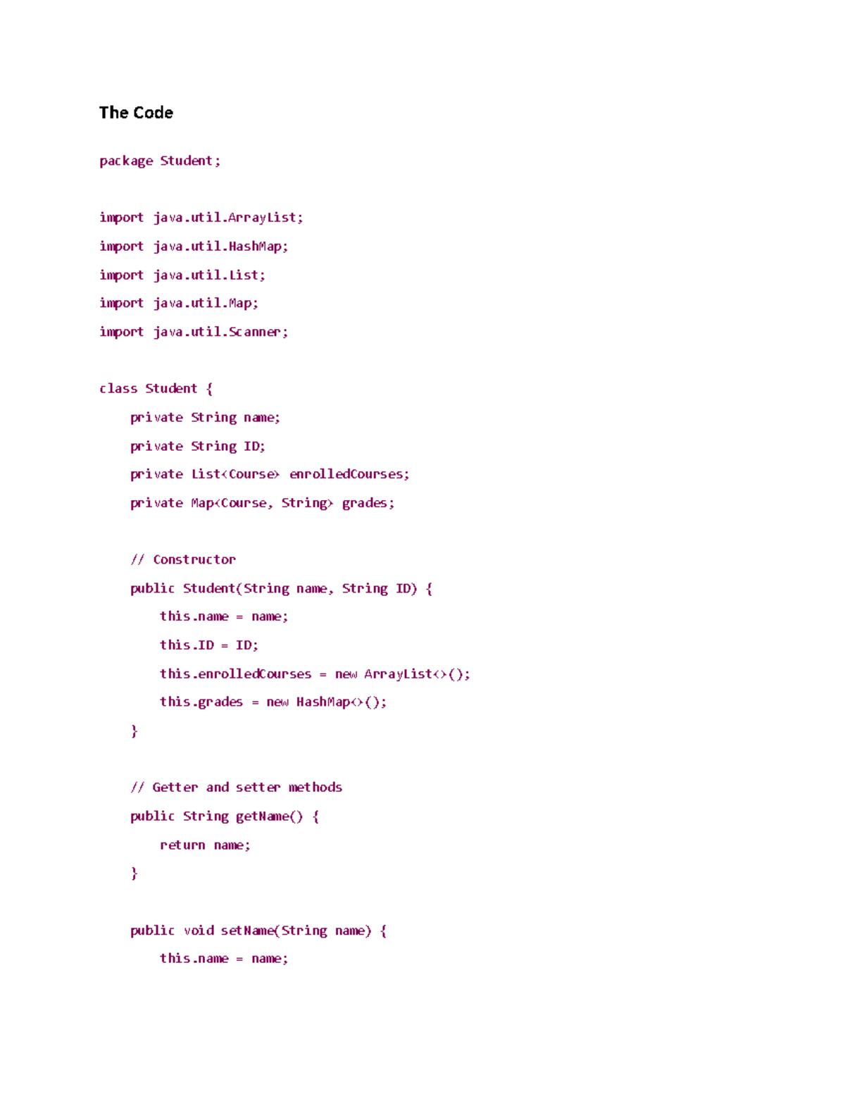 Assignment 5 - PROGRAMMING CS1102 - The Code package Student; import java.util; import java.util ...