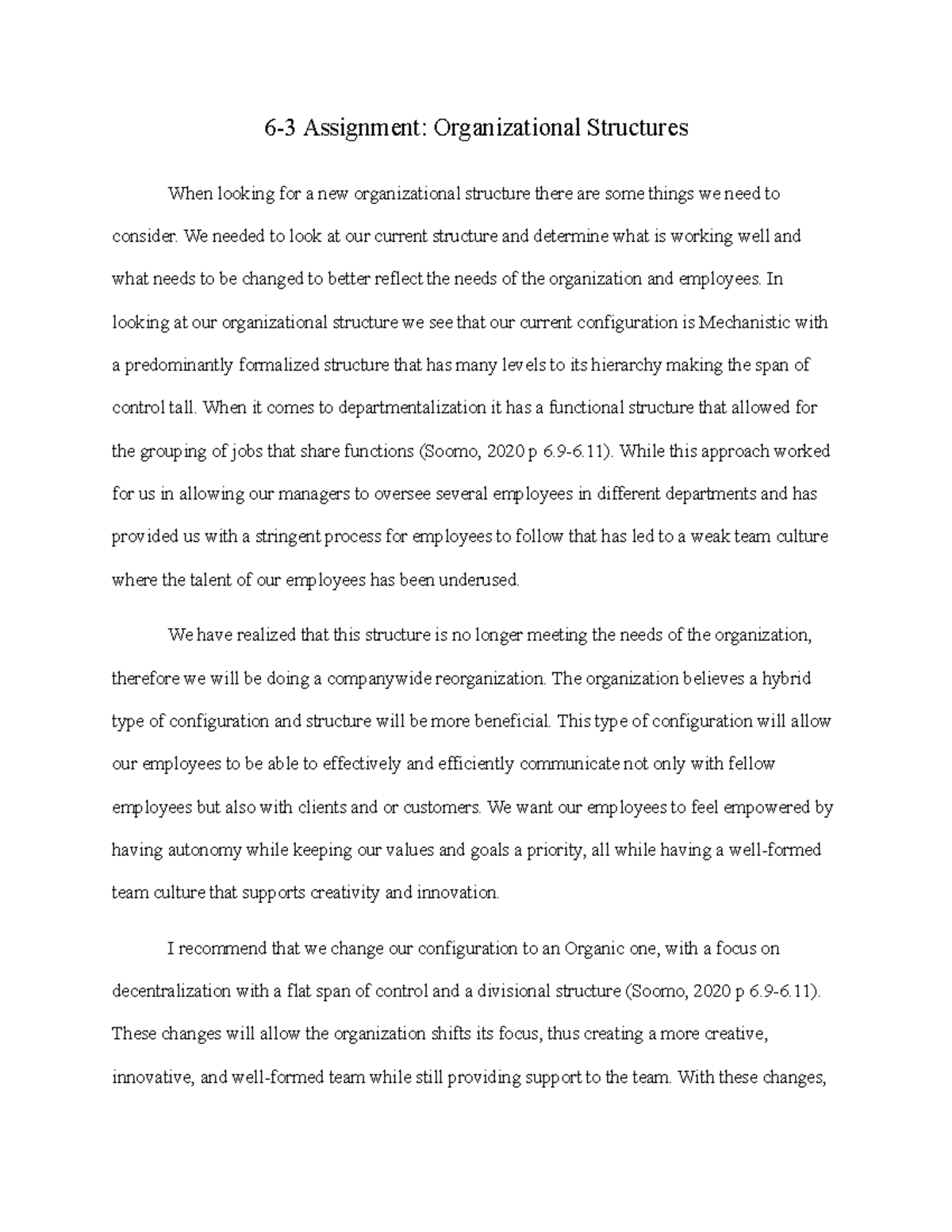 Bus 210 6-3 Assignment Organizational structures - 6-3 Assignment ...