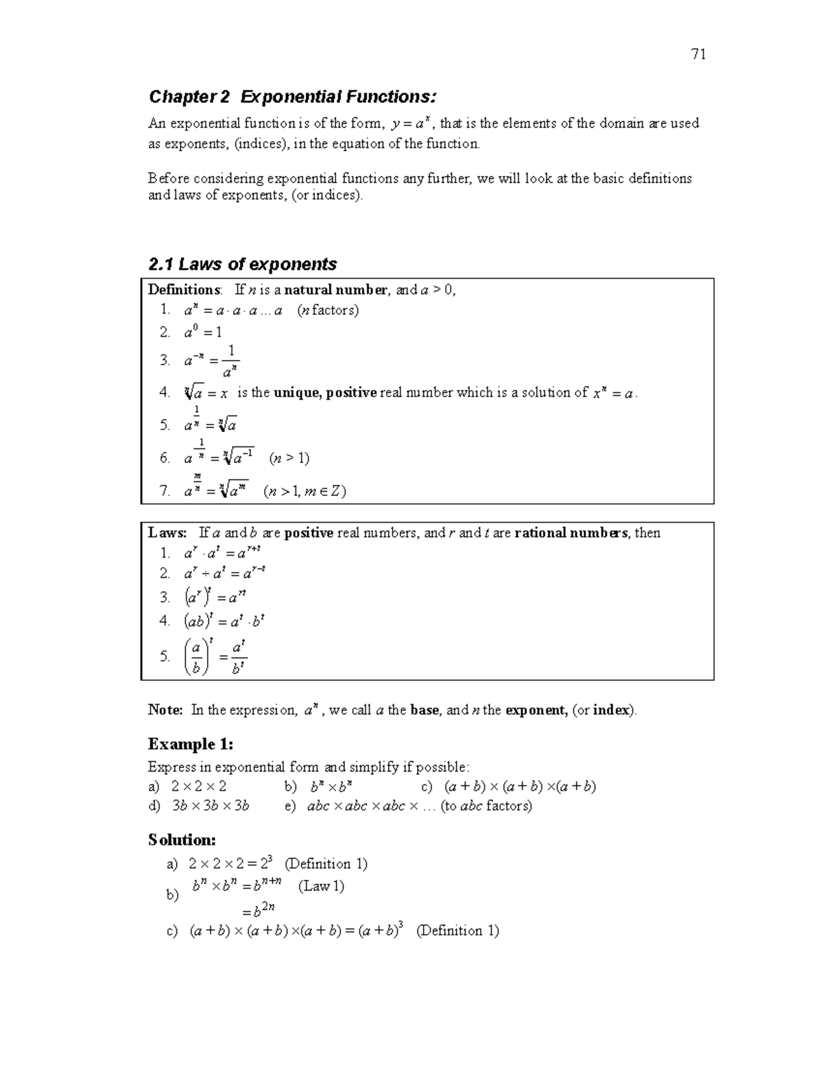Chapter 2 Exponential Functions Chapter 2 Exponential Functions