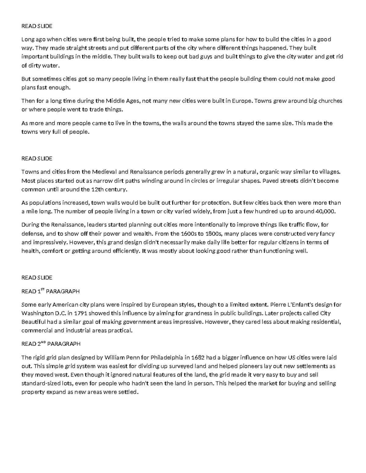 RA Father - READ SLIDE Long ago when cities were first being built, the ...