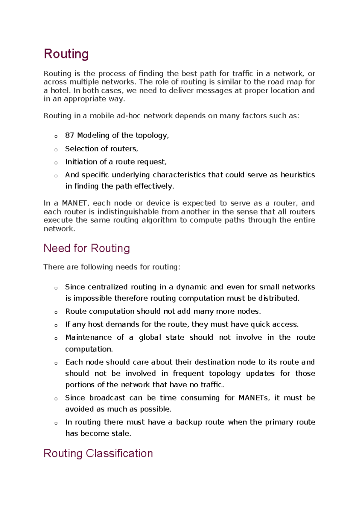 Routing Mobile Computing Routing Routing Is The Process Of Finding The Best Path For Traffic