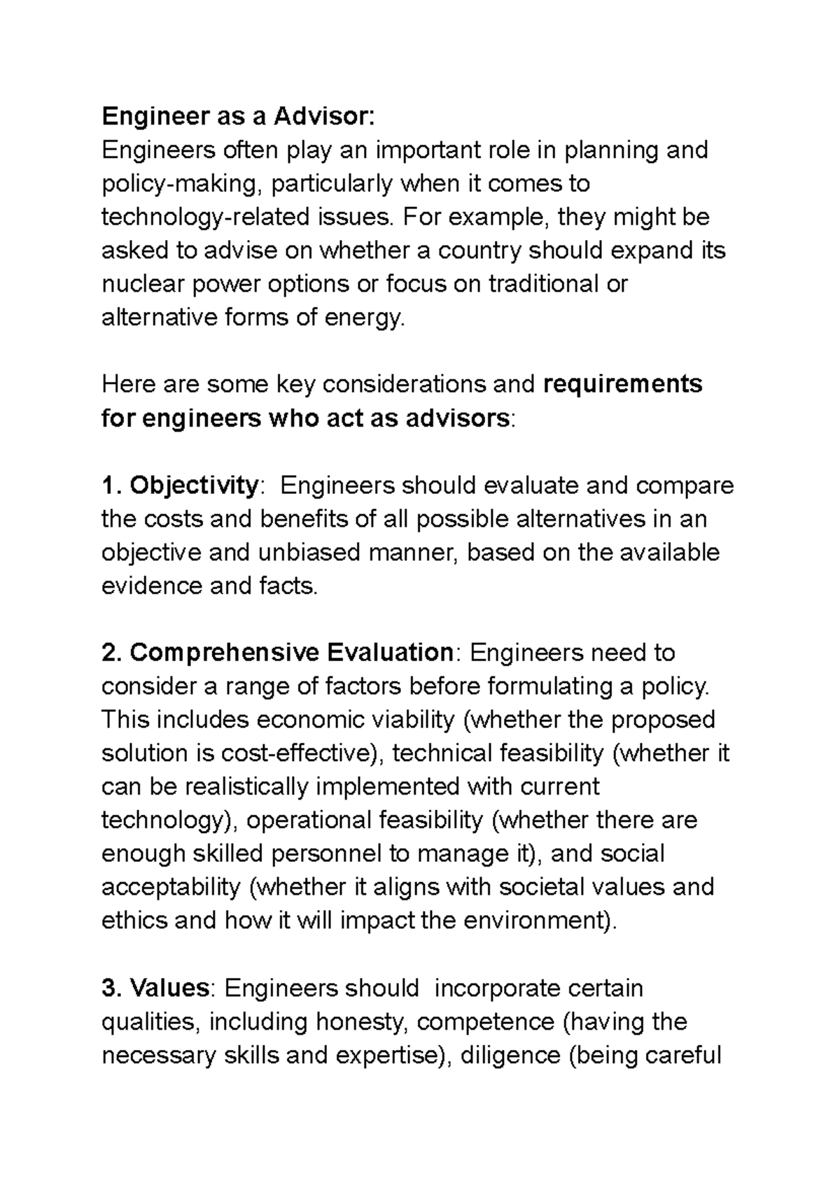 Engineer as a Advisor - PE question - Engineer as a Advisor: Engineers ...