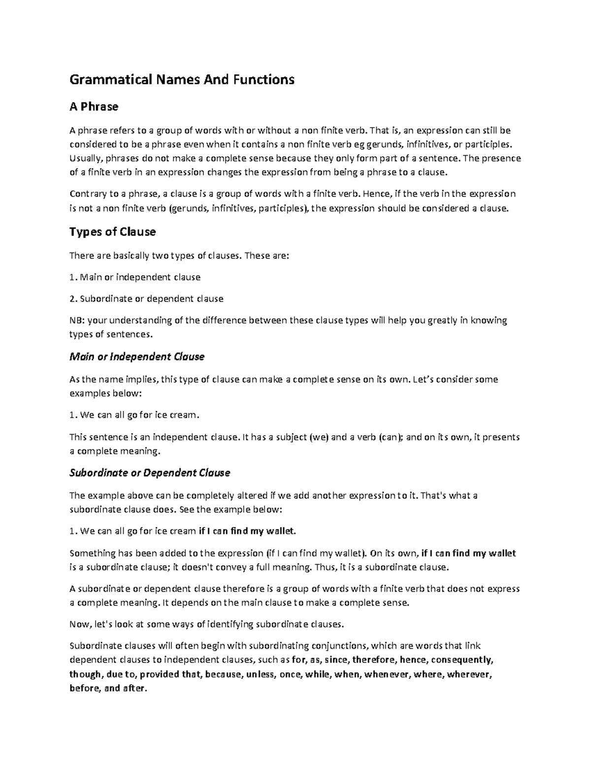 Phrases^J Clauses^J Grammatical Names ^0 Functions Reloaded ...