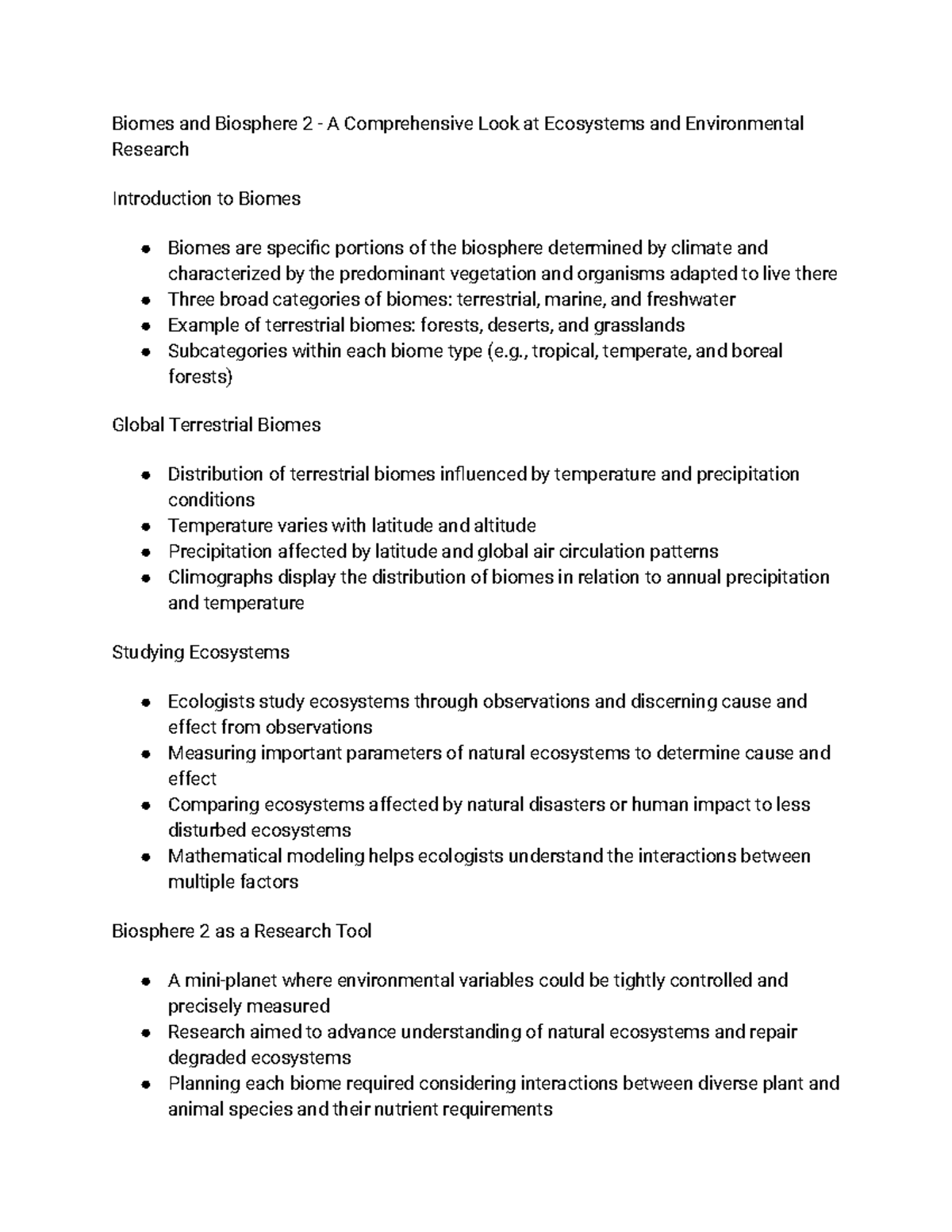 Chapter 1- Biomes, Range of Tolerance - Biomes and Biosphere 2 - A ...