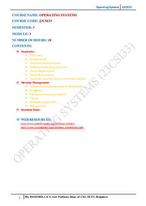 MOD-2 (23CSI33) - OPERATING SYSTEMS STUDY MATERIALS FOR MODULE 2 ...