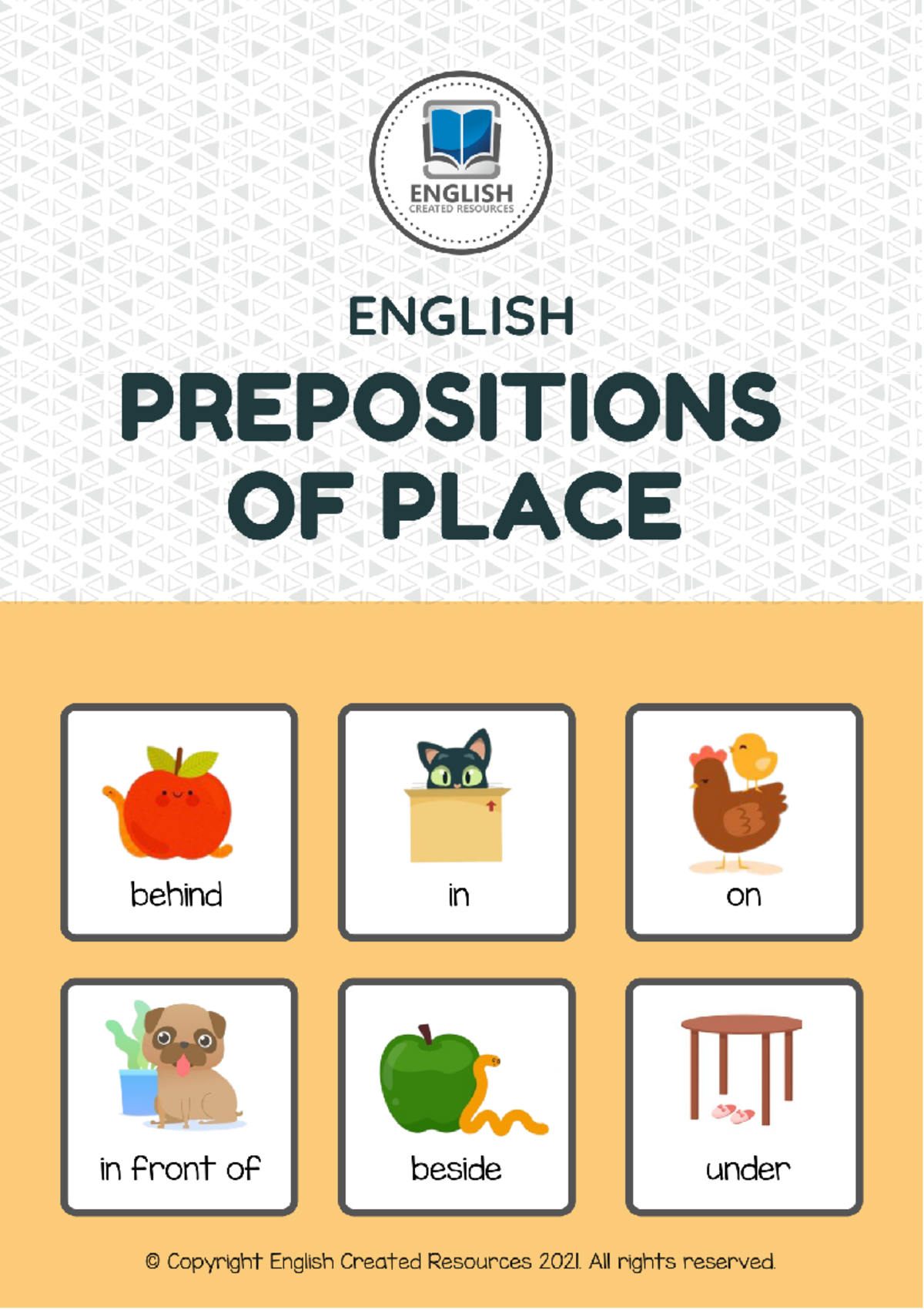 Prepositions Of Place Copyright 2021 English Created Resources ...