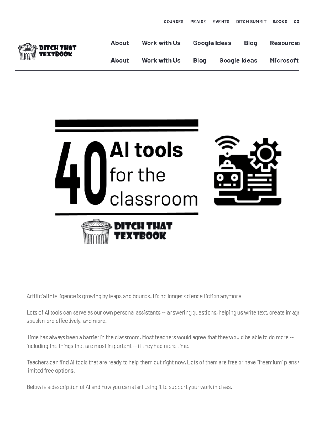 40 AI tools for the classroom - Ditch That Textbook - 40 AI tools for the classroom ARTIFICIAL ...