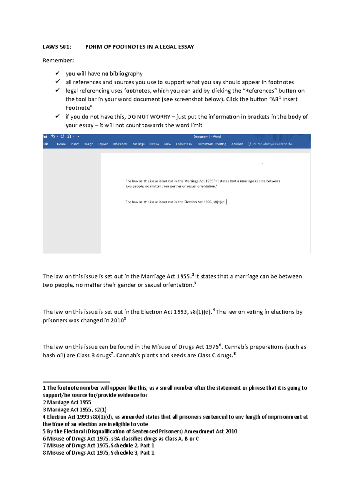 Assessment 2 - footnote format examples - LAWS 501: FORM OF FOOTNOTES ...