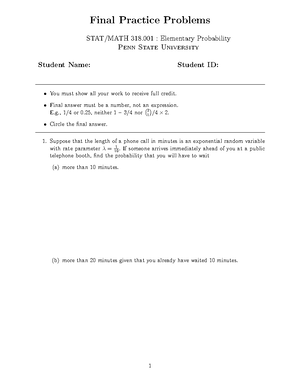 Quiz 01 sol - quiz 1 question and solution - Quiz STAT/MATH 318 ...