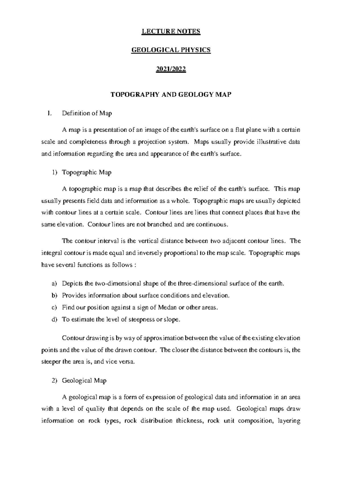 Lecture Notes Topography and Geology Map Geological Physics - LECTURE ...