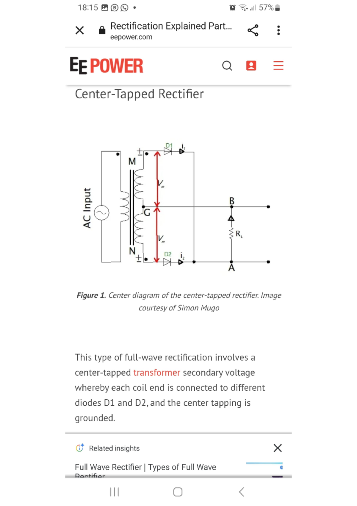 Two diode full wave rectifier - Mechanics Of Materials - Studocu