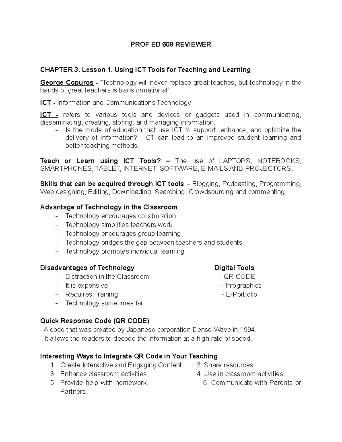 PROF ED 608 Reviewer - NOTES - PROF ED 608 REVIEWER CHAPTER 3. Lesson 1 ...