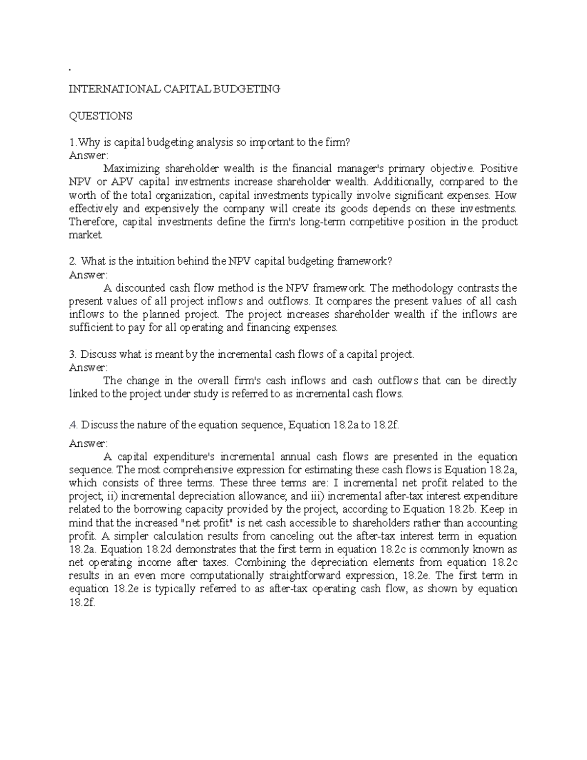 International Capital Budgeting - INTERNATIONAL CAPITAL BUDGETING ...