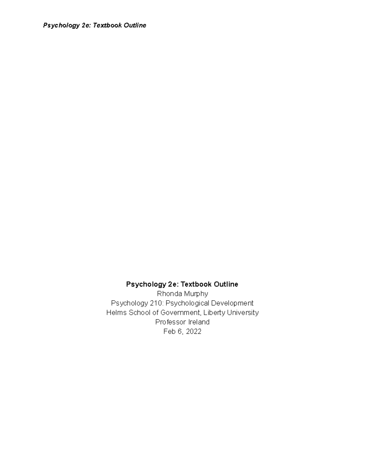 Psychology 2e Textbook Outline - Psychology 2e: Textbook Outline Rhonda ...