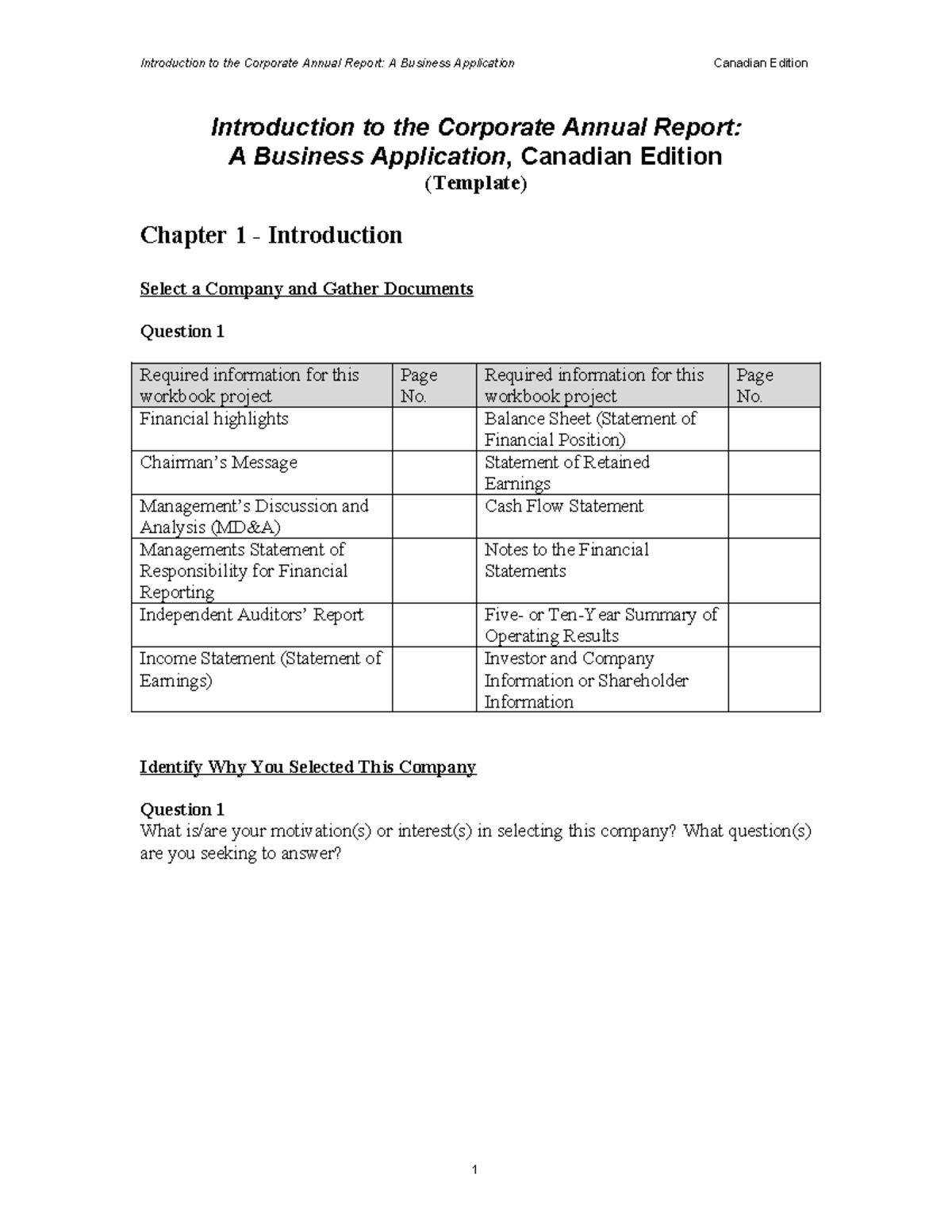 Workbook assigment ( accountancy) - Introduction to the Corporate ...