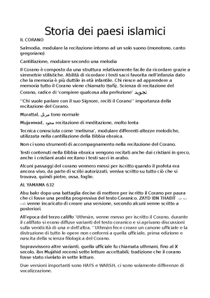 Schema - Storia dei Paesi Islamici - 2 scuole principali Basra Kufa IBN ABBAS -> TARJUMAN - Studocu