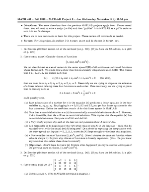 Matlab Project 2 - MATLAB Project 2: MATH 461, Fall 2023 This page is ...