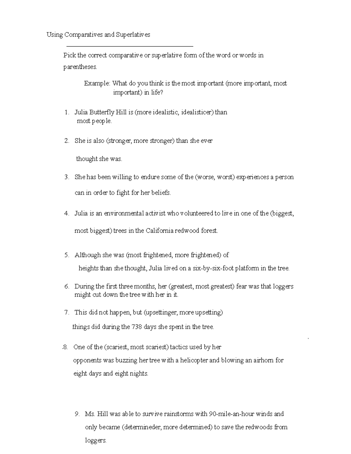 Grammar QUIZ Comparative and superlative quiz - Using Comparatives and ...