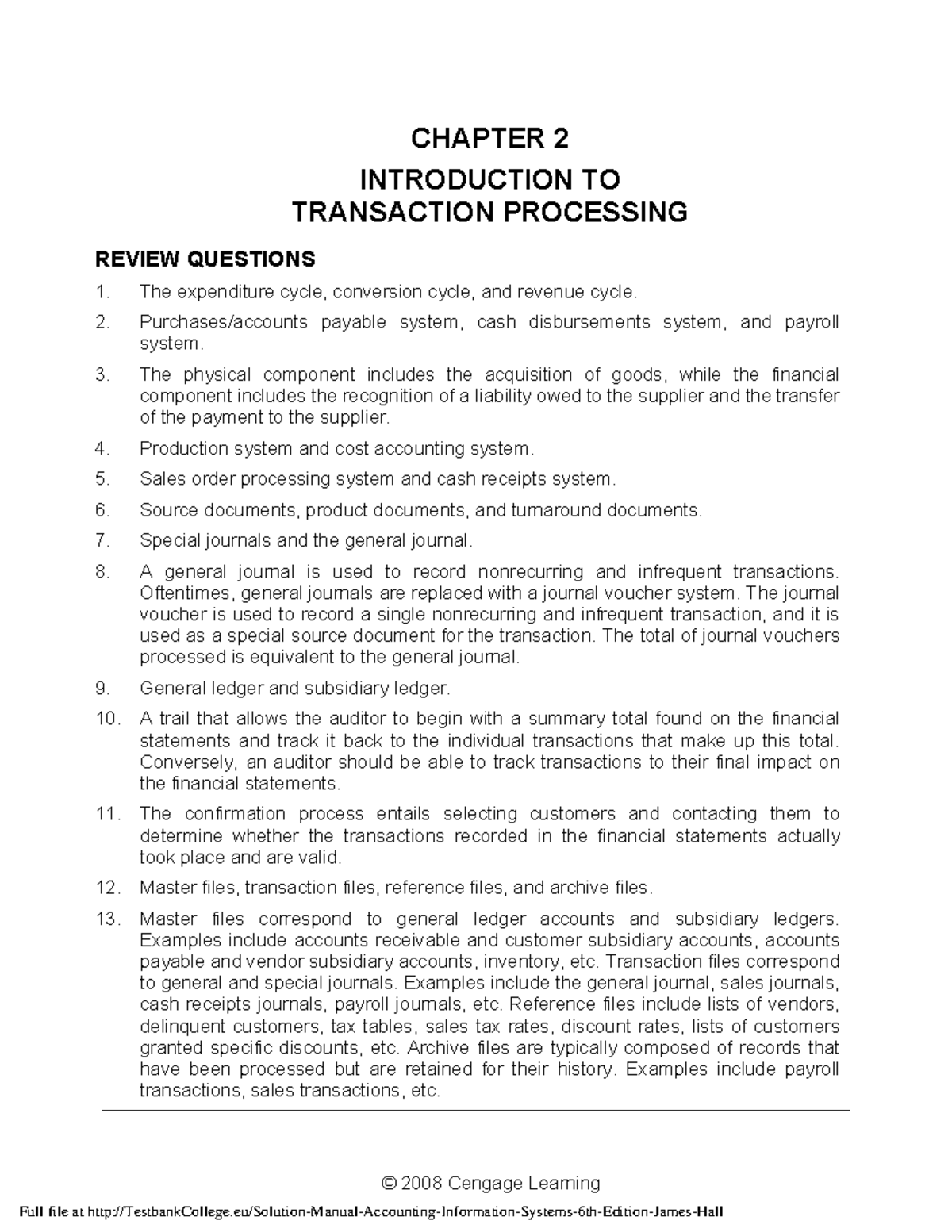 Solution Manual Accounting Information Systems 6th Edition James Hall ...