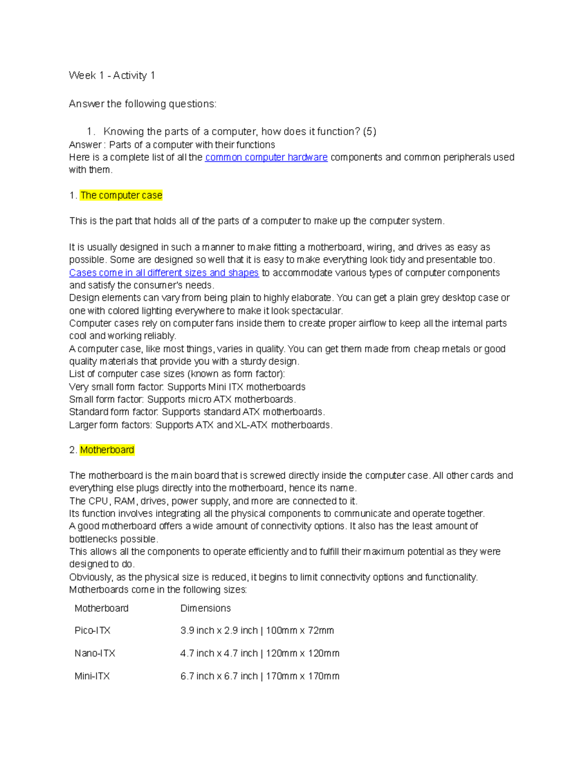 Week 1 - Activity 1 Sumba Jaried O - Week 1 - Activity 1 Answer the ...