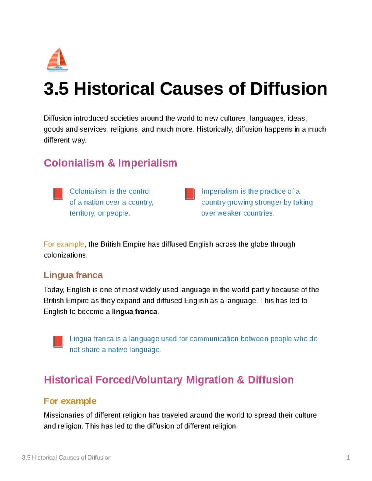 Historical causes of diffusion - Historically, diffusion happens in a ...