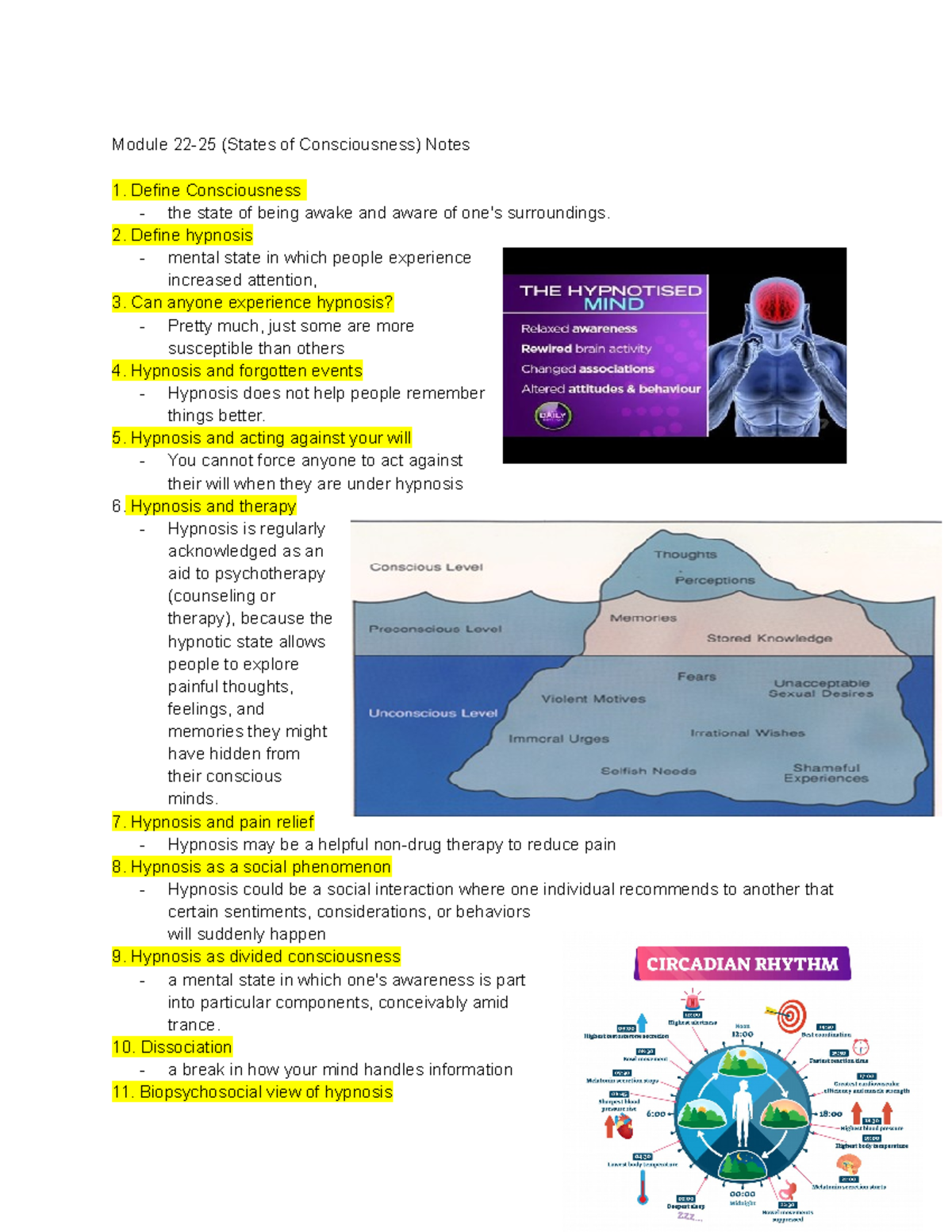 Module 22-25 (States of Consciousness) Notebook check - Module 22-25 ...