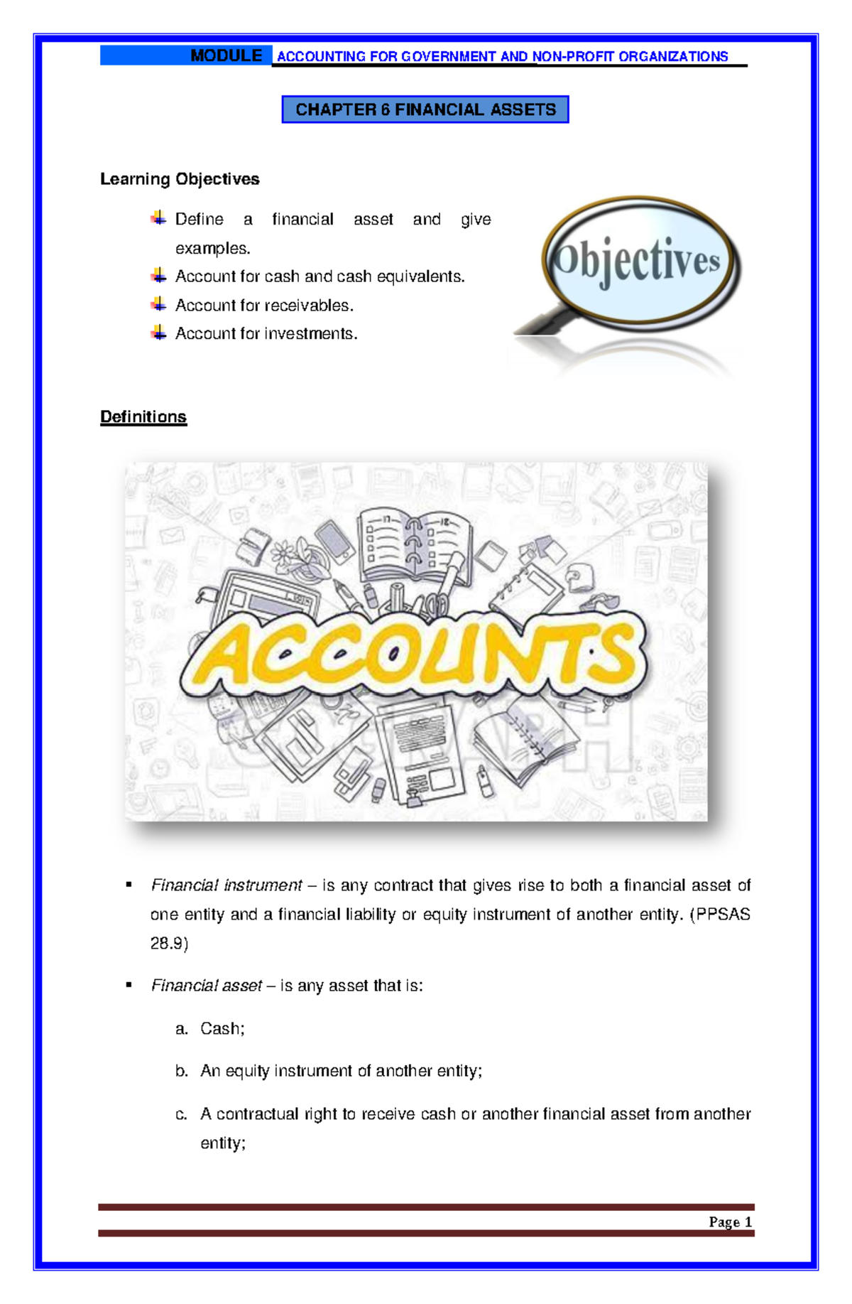 Chapter 6 Financial Assets - CHAPTER 6 FINANCIAL ASSETS Learning ...