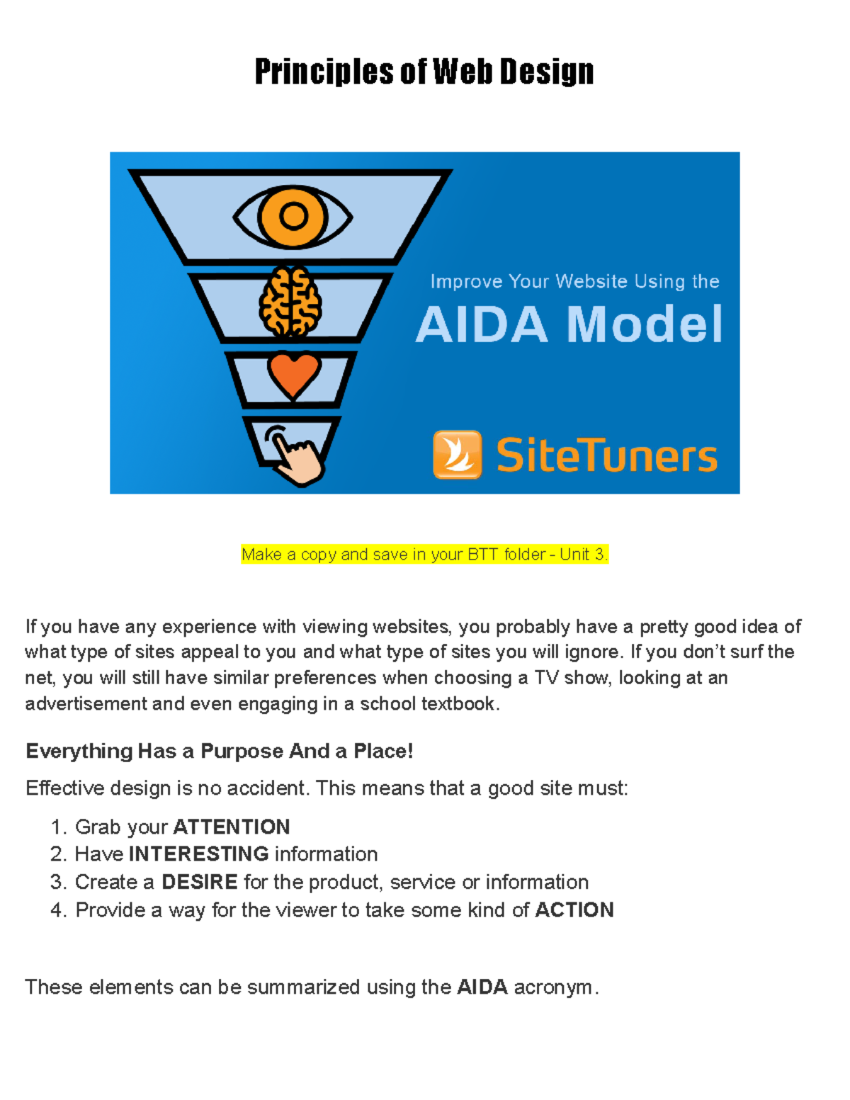 1a. Principles of Web Design - Principles of Web Design Make a copy and ...