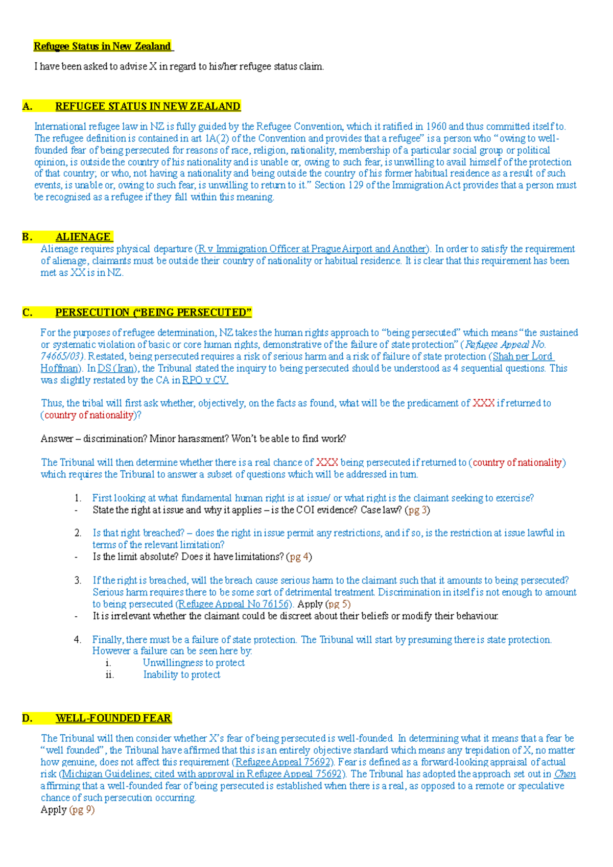 Refugee Status in NZ short - Refugee Status in New Zealand I have been ...