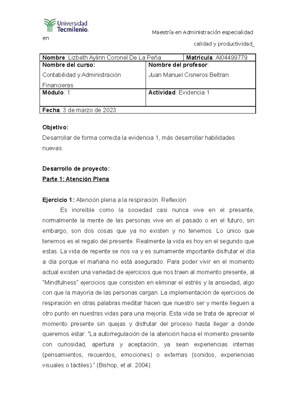 Plantilla Evidencia 1 - CAF-4 - en calidad y productividad_ Nombre ...