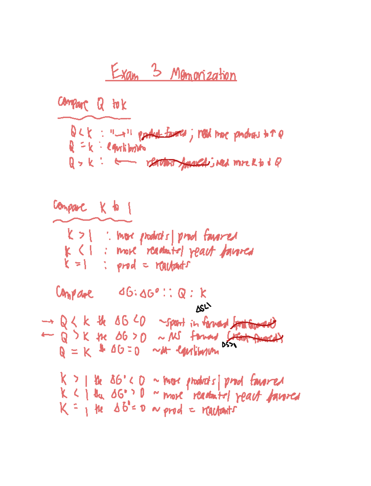 Chemical Equilibrium - Exam 3 Memorization compare A toK III paved ...