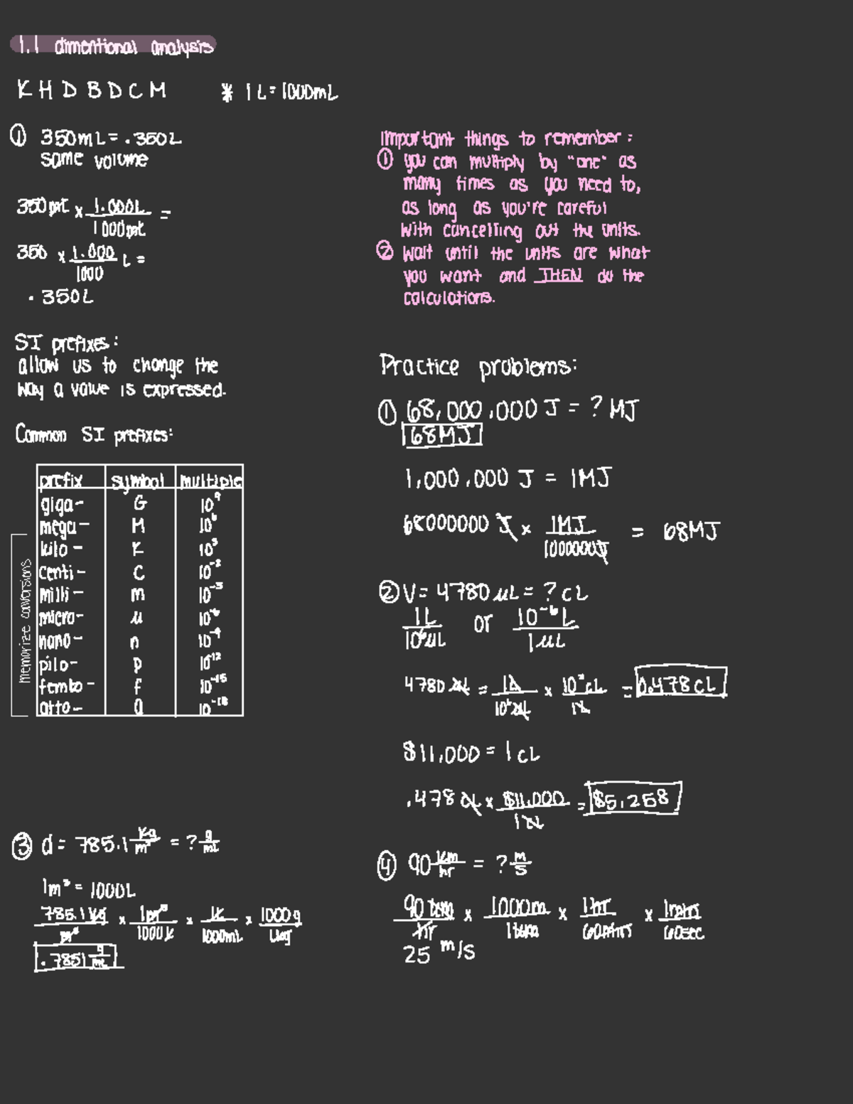 General Chemistry - Prof. Yang - 1 dimentional analysis KHDBDCM * 1L ...