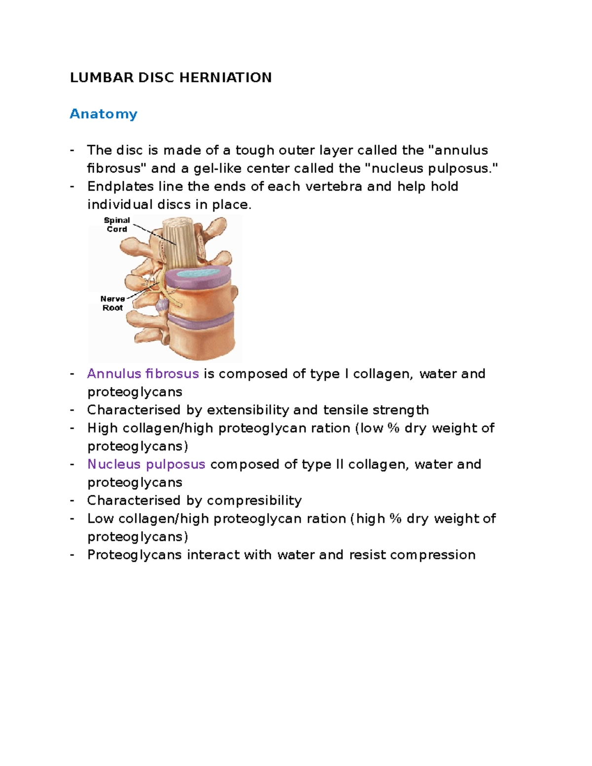 Lumbar DISC Herniation - LUMBAR DISC HERNIATION Anatomy The disc is ...