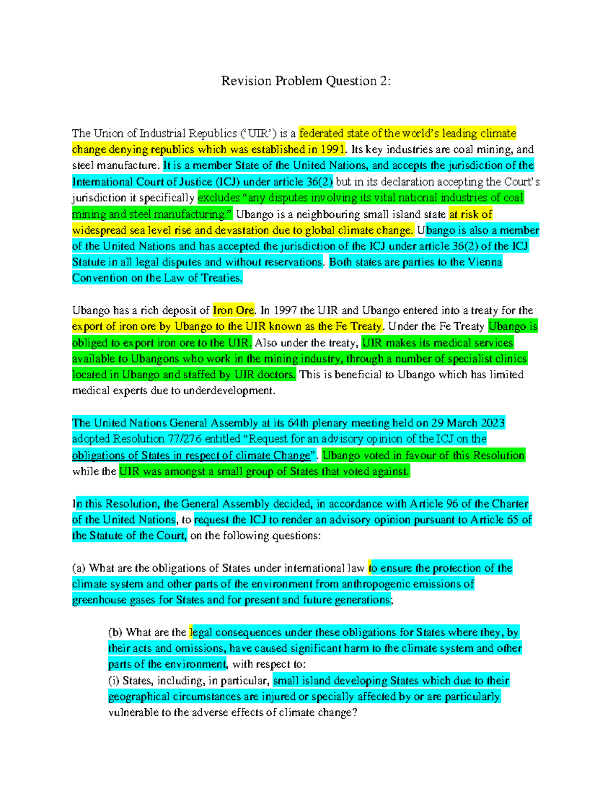 Revision Question 2 - Question - Revision Problem Question 2: The Union ...