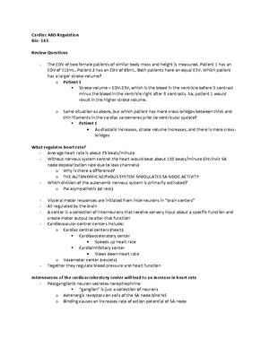 Bio 163 unit 2 - Barbara Dehart - Bio163 unit 2 Cardiac output (CO) is ...