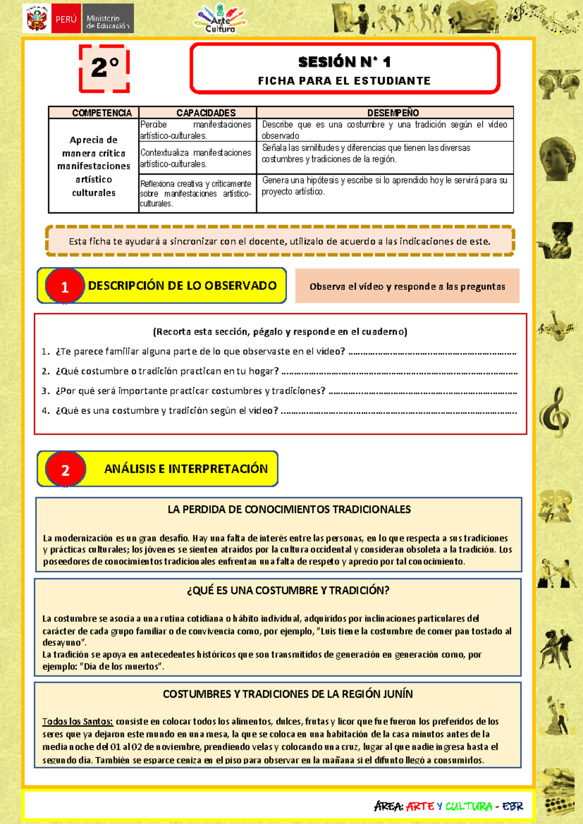 Sesion 1-2° Ficha 1 - ÁREA: ARTE Y CULTURA - EBR COMPETENCIA ...