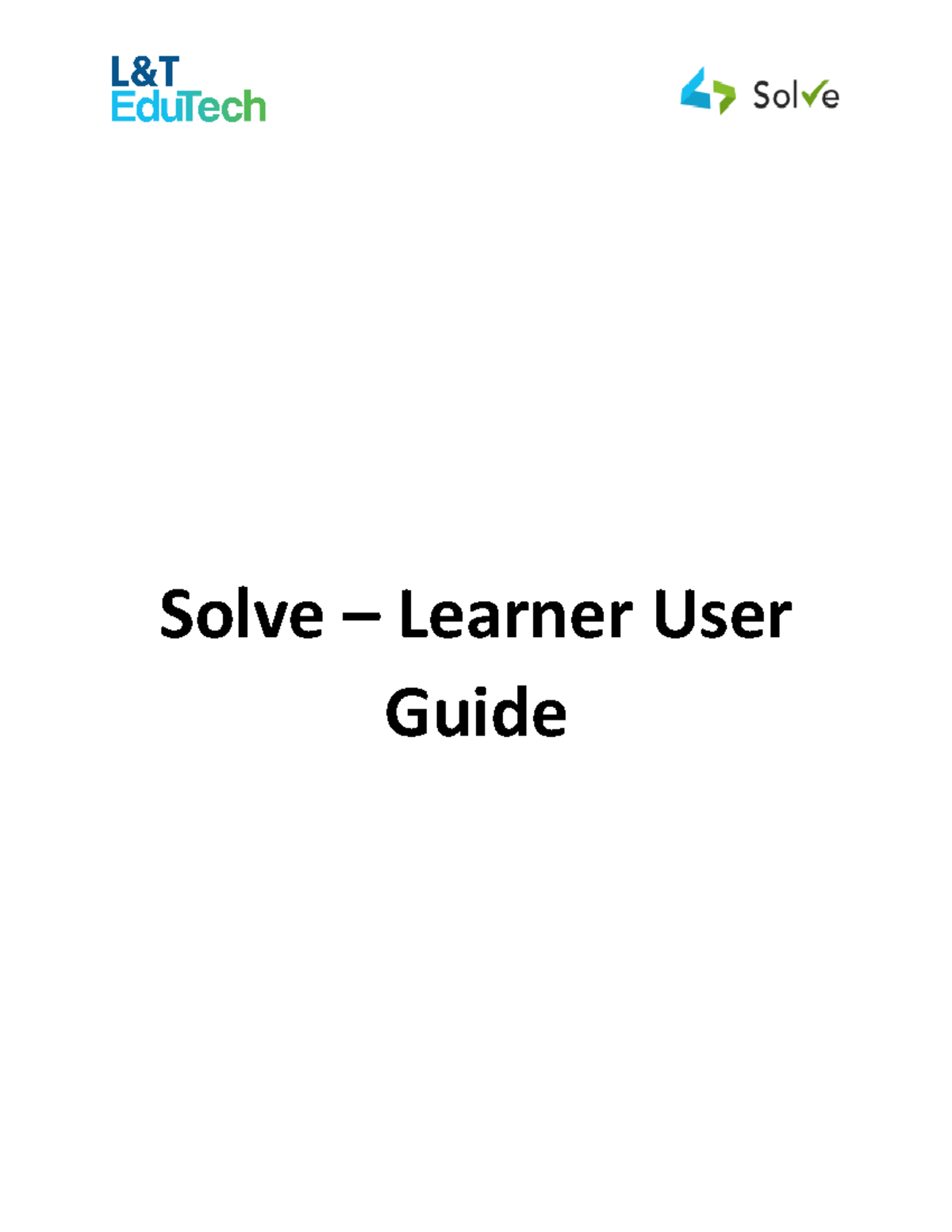 Solve - Learner Portal User Guide - Solve – Learner User Guide Contents ...