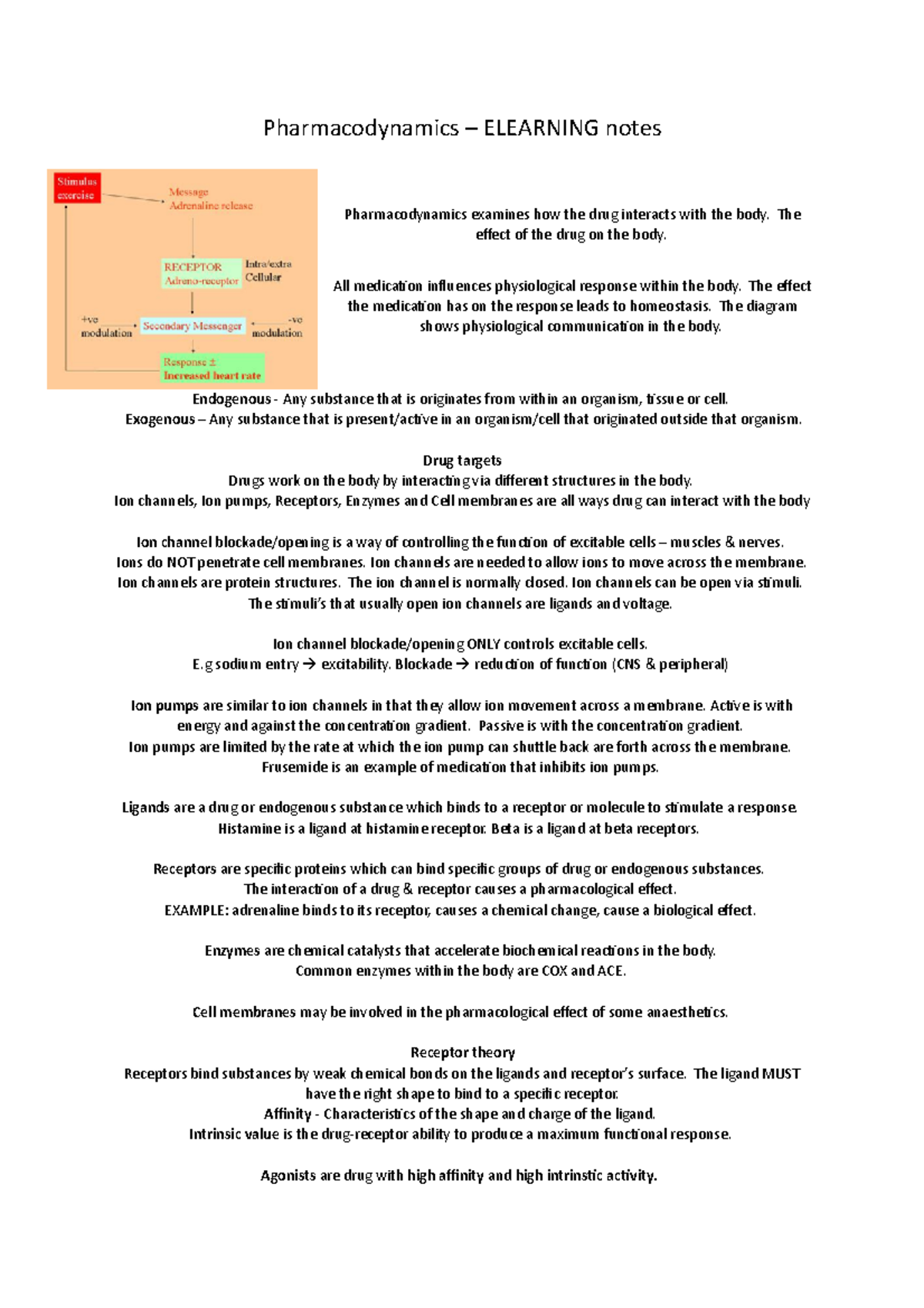 Pharmacodyamics Lecture Notes - Pharmacodynamics – ELEARNING notes ...