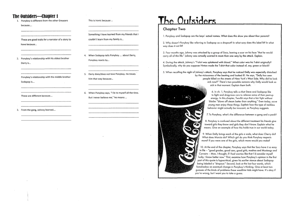 Outsiders ch. 1 and 2 Conflict - The Oolsiflers— Chapter 1 Ponyboy is ...