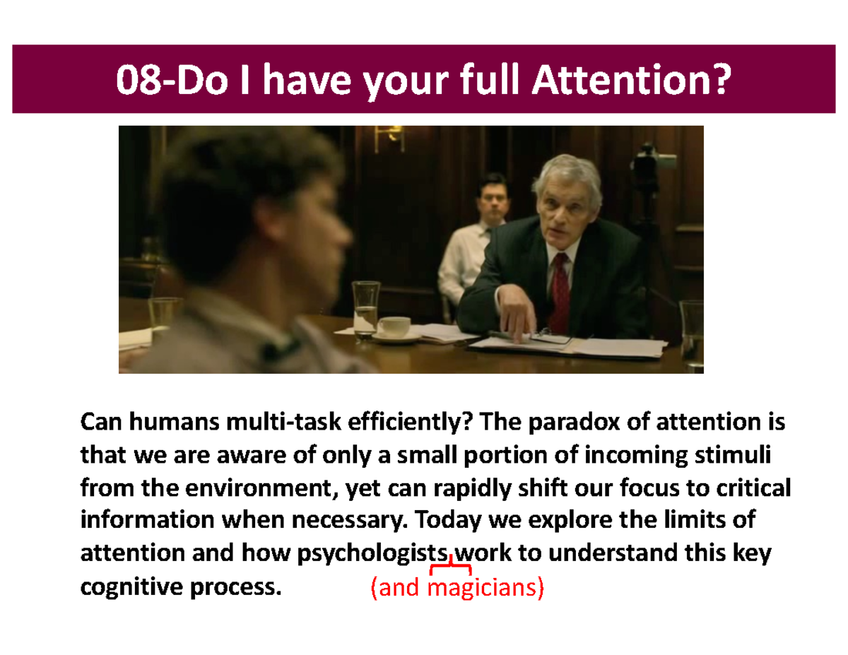 08-Attention - PSYCH 1X03 NOTES - 08 - Do I have your full Attention ...