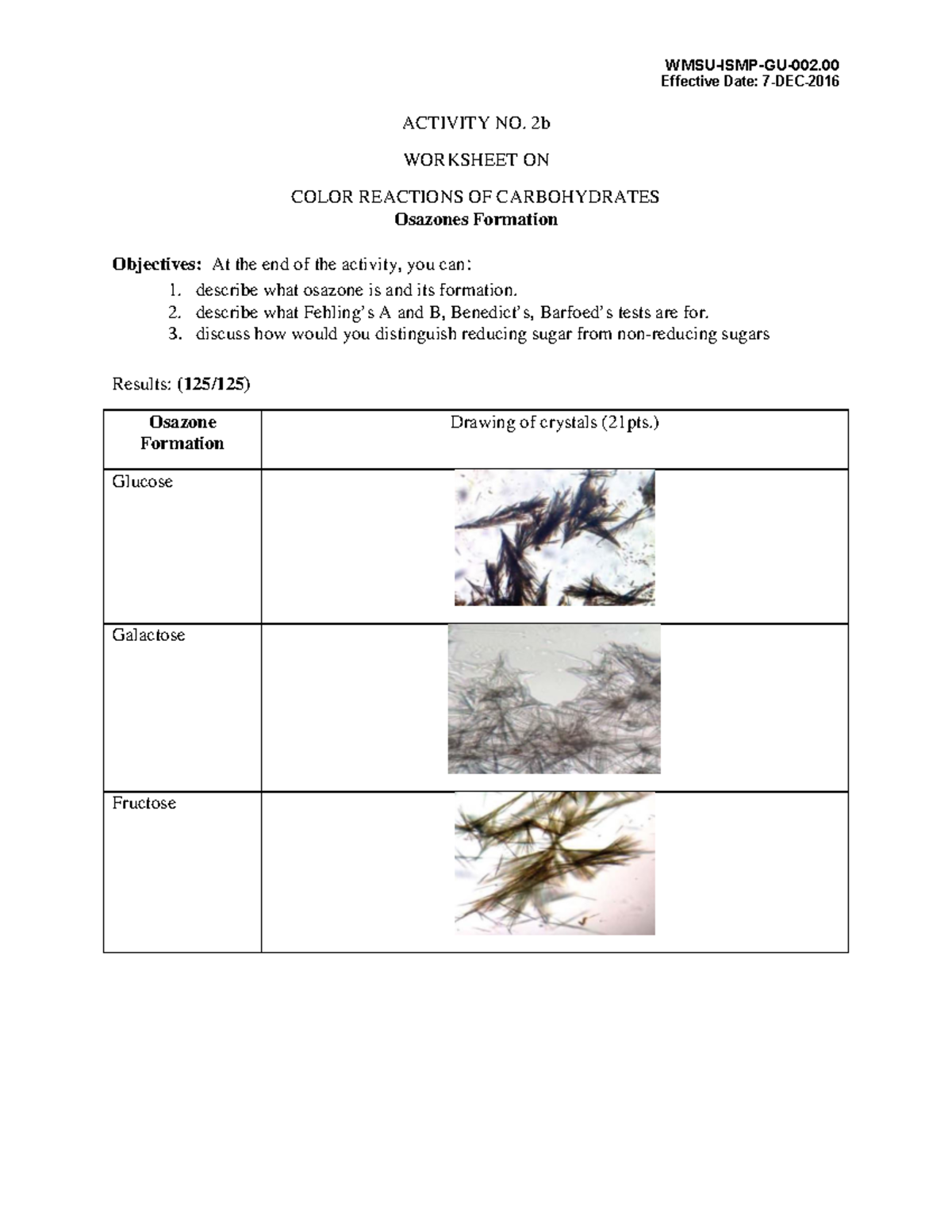 Worksheet for Ac. 2b on Color Reactions of Carbohydrates - Effective ...