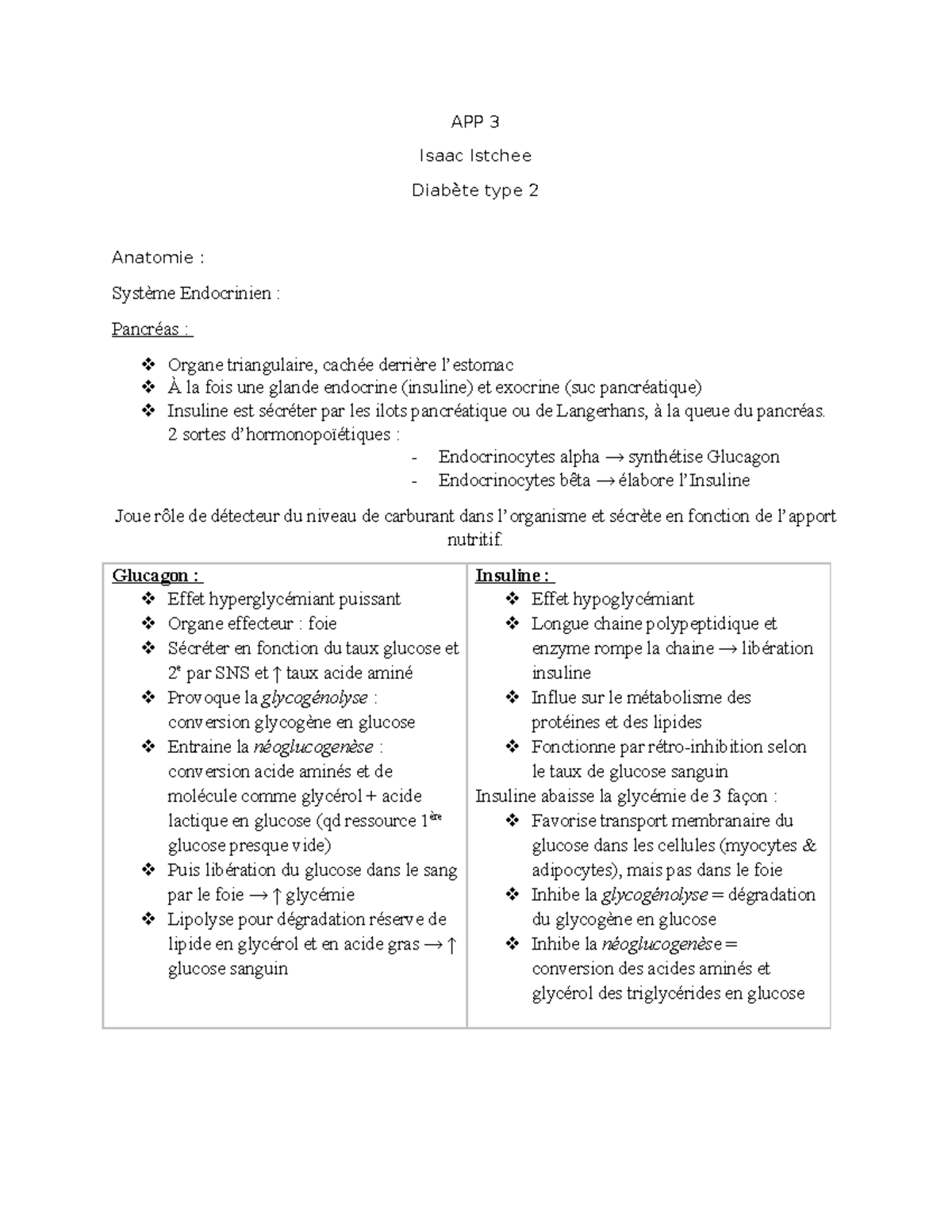 APP3 Isaac Istchee- Diabete 2 - APP 3 Isaac Istchee Diabète type 2 Anatomie : Système ...