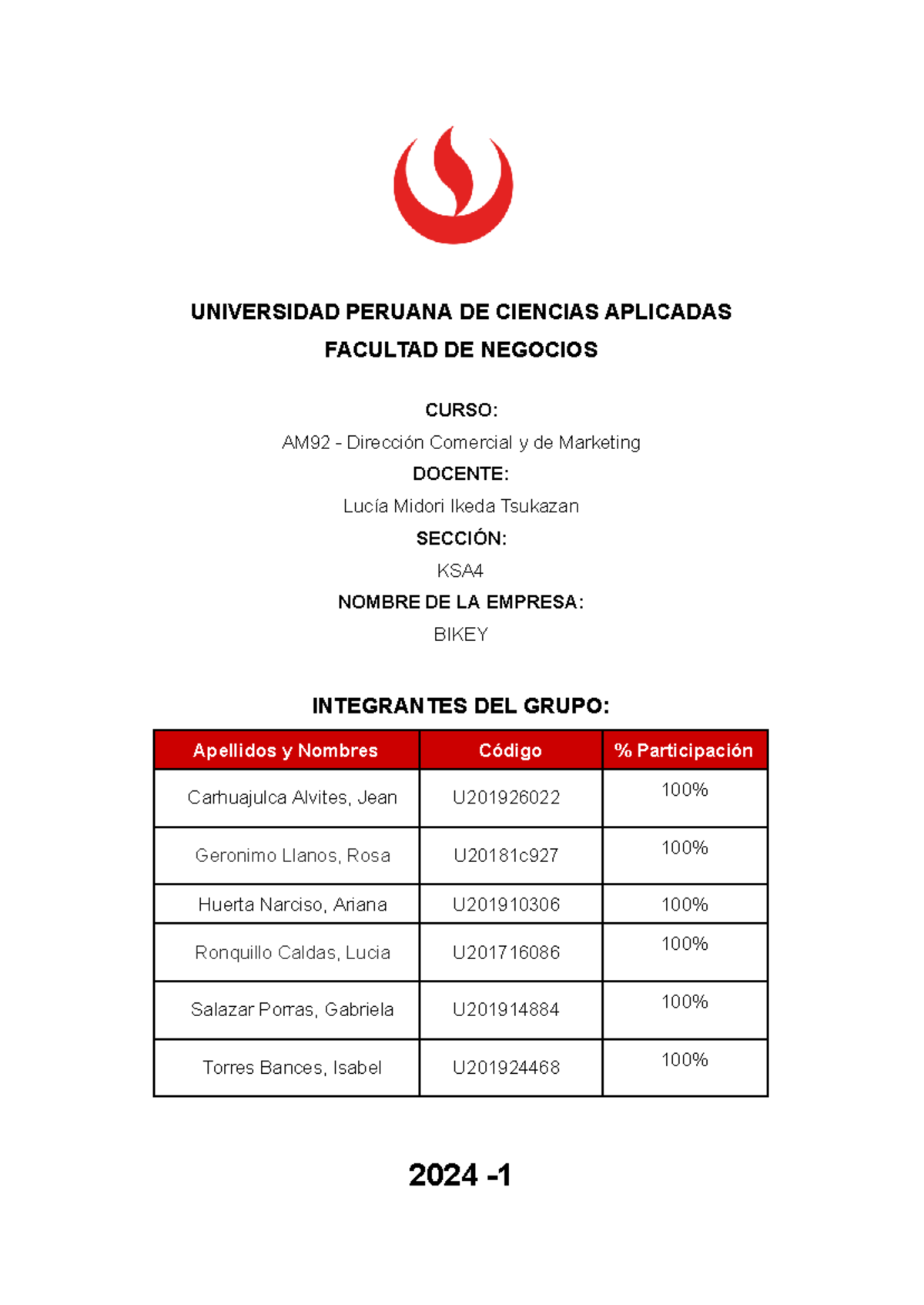 Bickey Informe 1er año - BIKEY - UNIVERSIDAD PERUANA DE CIENCIAS ...